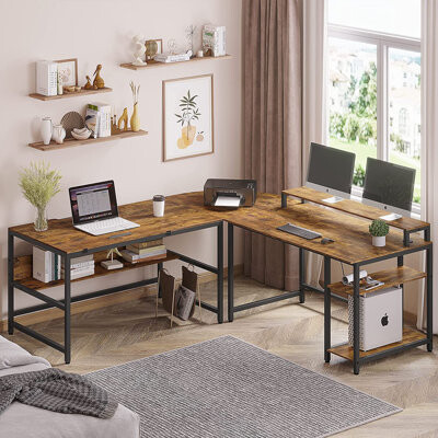 Inbox Zero L Shaped Desk, 68.9 Inches Corner Computer Desk With Monitor ...