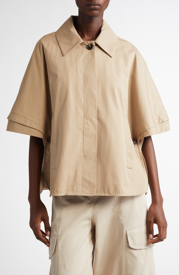 Max Mara Parole Twill Crop Cape Jacket - ShopStyle