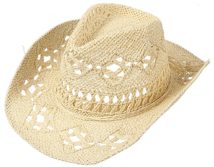 Lukis Women Hollow Out Straw Cowboy Hat Summer Sun Hat (Beige) - ShopStyle