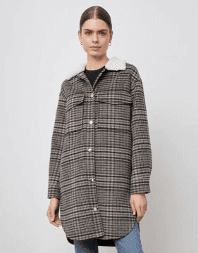 Rails Jaro Checked Coat Onyx Taupe Jaro Checked Coat Onyx Taupe S ...