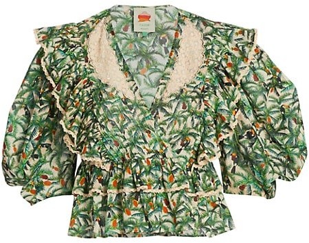 Farm Rio Toucans Cropped Blouse - ShopStyle Short Sleeve Tops