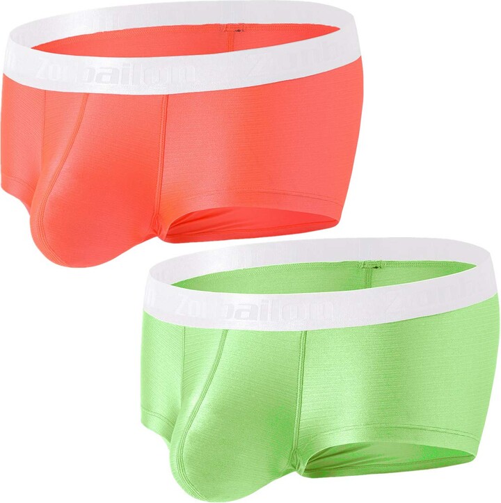 Zonbailon Mens Sexy Bulge Underwear Ice Slik Plus Size Enhancing Pouch