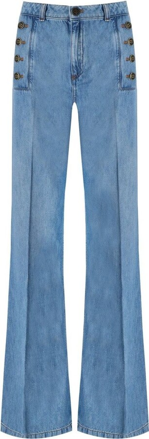 Twin-Set Twinset Light Blue Flared Jeans With Buttons - ShopStyle