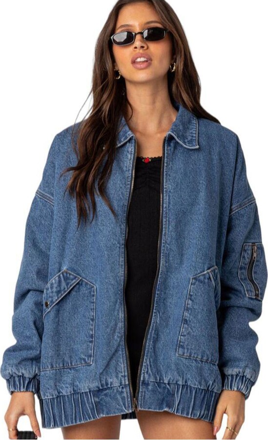 Edikted Women's Sophie oversized washed denim jacket - ShopStyle