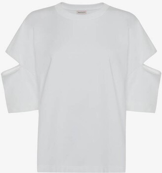 Alexander McQueen Women's Oversized Slashed T-Shirt In Optic White ...