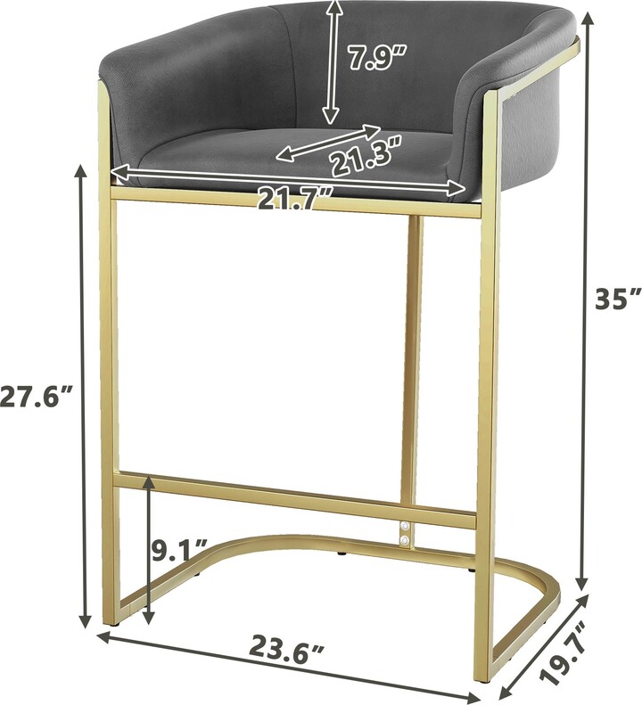 Modern Velvet Upholstered Counter Height Arm Bar Stools - ShopStyle