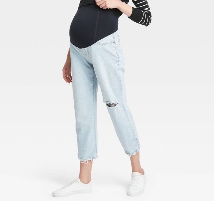Over Belly Cropped Vintage Straight Maternity Jeans - Isabel Maternity ...
