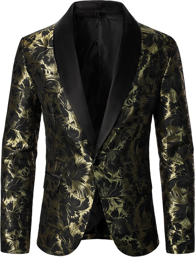 Generic Jacket Fit Suit Men's Button One Top Party Coat Casual Sequin ...
