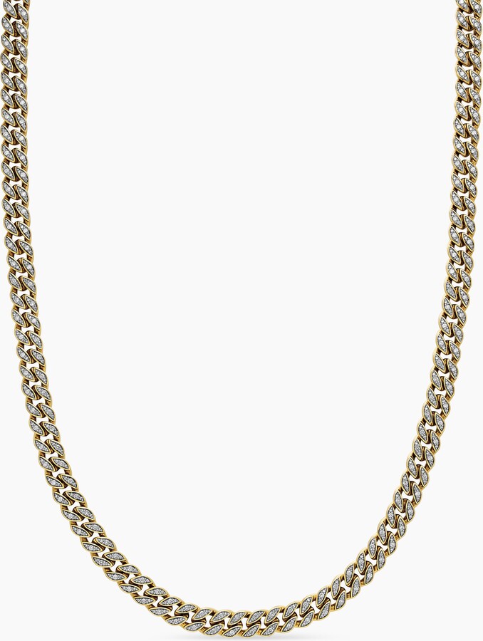 David Yurman Curb Chain Necklace in 18K Yellow Gold with Diamonds, 7mm ...