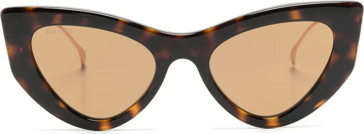 Gucci Eyewear Tortoiseshell-Effect Cat-Eye Sunglasses - ShopStyle
