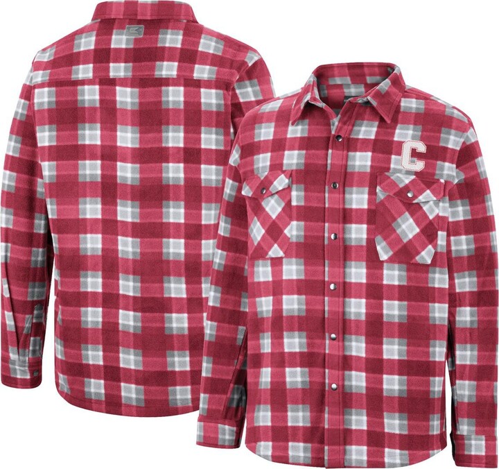 Colosseum Men's Red, White Cornell Big Red Ellis Plaid Full-Snap Shirt ...