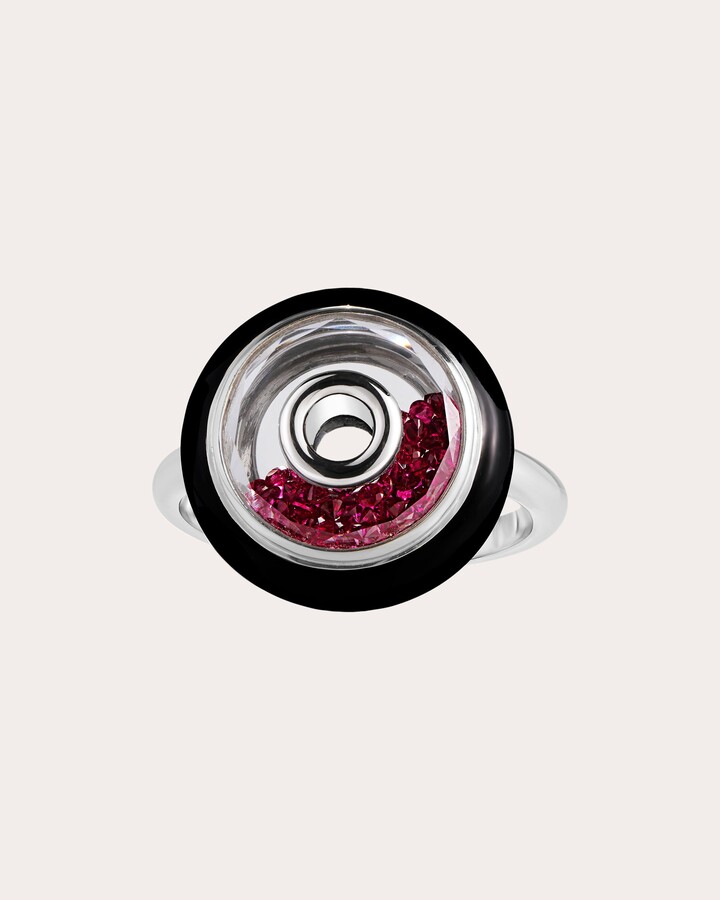 Moritz Glik Roda 18K Gold Enamel Crystal and Ruby Shaker Ring - ShopStyle