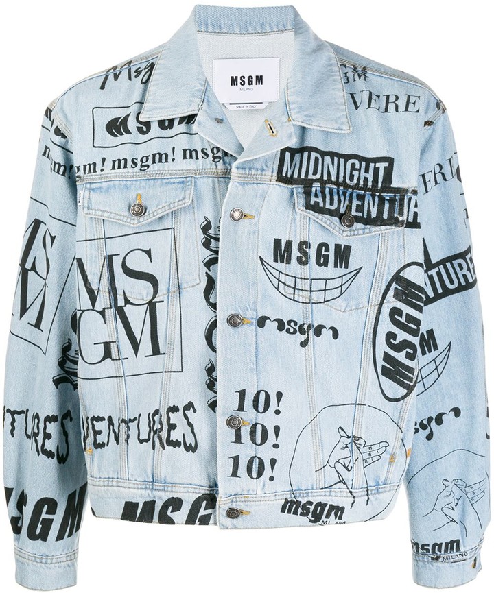 MSGM Logo-Print Denim Jacket - ShopStyle