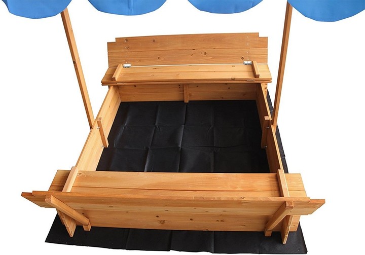 LivEditor Covered Convertible Outdoor Sand Pit Fir Sandbox with Canopy ...