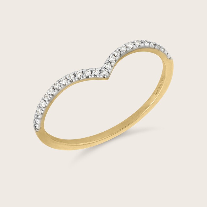 Pajure 14k Yellow Gold Pavé Lab Grown Diamond Wishbone Stacking Ring - ShopStyle