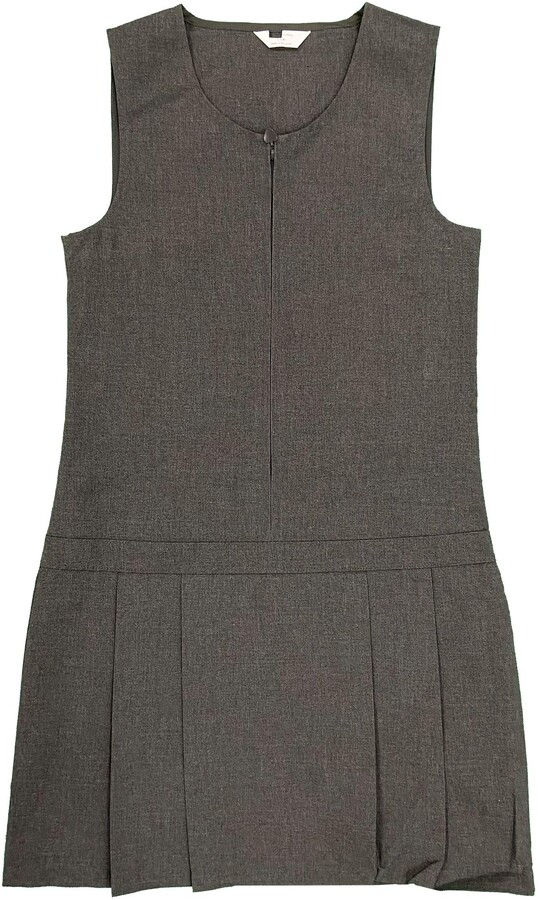 Kids Essentials Girls Grey Pinafore School Dress Uniform (Grey 5-6 ...