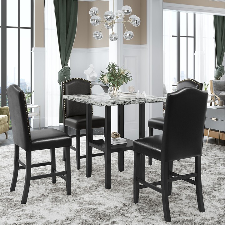 CTEX 5 Piece Dining Set with Matching Chairs and Bottom Shelf for ...