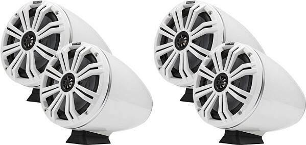 Kicker (2 Pair ) KMFC8W 8" Flat Mount Loaded Marine Wake Towers with ...