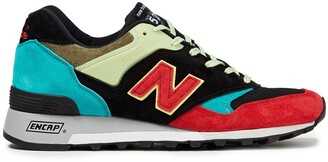 New Balance womens pink 574 suede & mesh trainers - ShopStyle