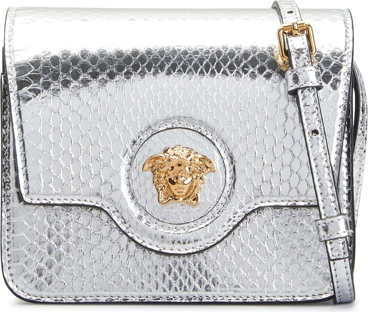 Versace La Medusa Metallic Snakeskin Shoulder Bag - ShopStyle