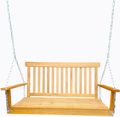 Lark Manor Front Porch Swing with Armrests, Wood Bench Swing with ...