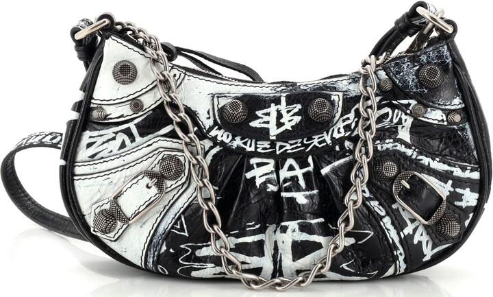 Balenciaga Le Cagole Graffiti Giant Studs Shoulder Bag Leather Mini - ShopStyle