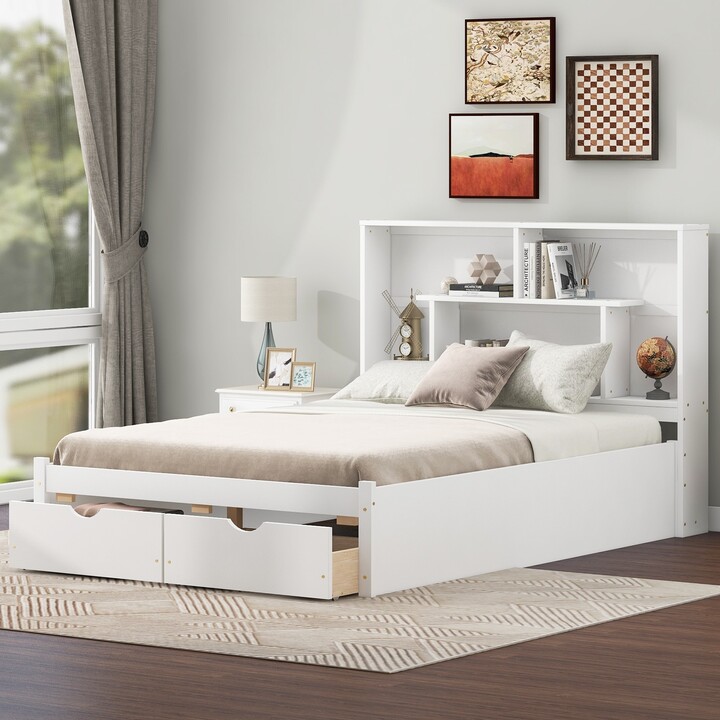 underforet Full Size Storage Platform Bed with Shelves and 2 Drawers ...