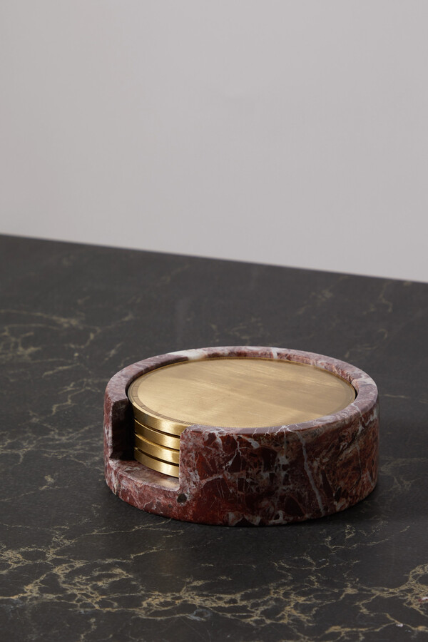 Soho Home - Kirtle Set Of Four Gold-tone Coasters And Marble Holder ...