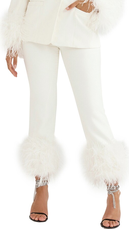 House Of CB Fae Feather Trim Trousers - ShopStyle Pants