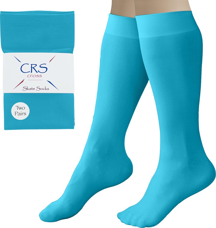 CRS Cross Figure Skating Socks. 2 Pair Knee High Tights. Premium Footed ...