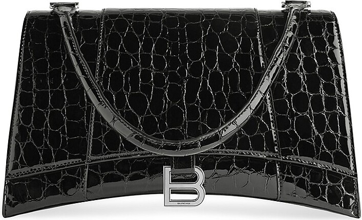 Balenciaga Women's Hourglass Hinge Medium Handbag Crocodile Embossed ...
