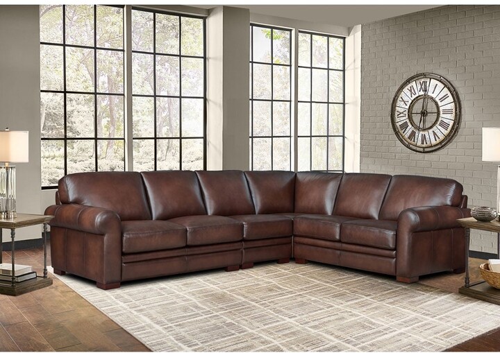 Hydeline USA Hydeline Brookfield Top Grain Leather L-Shape Sectional ...