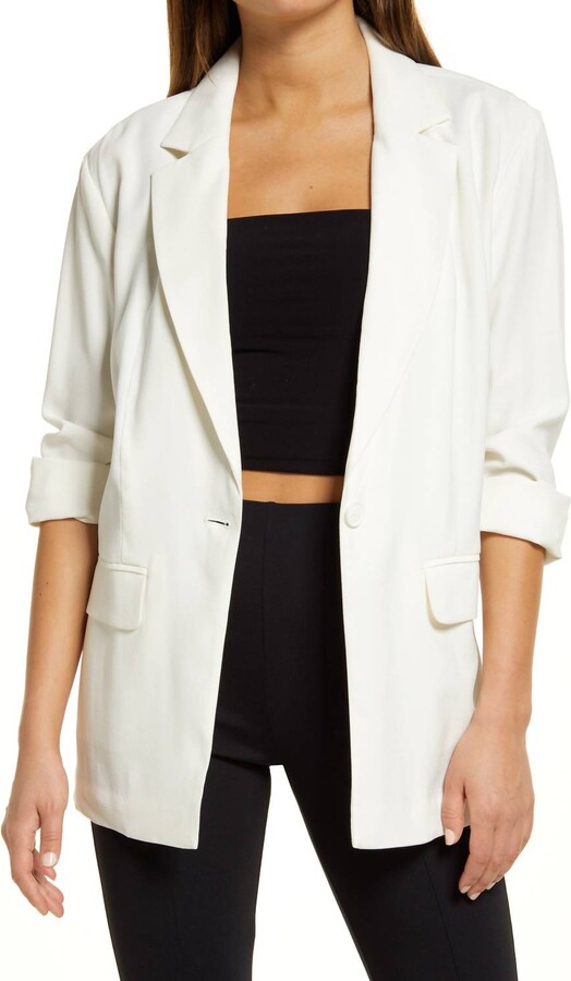 Open Edit Unstructured Blazer In Ivory - ShopStyle