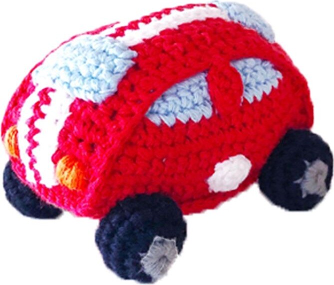 Pebblechild Fairtrade Crochet Baby Soft Toy Racing Car Rattle ...