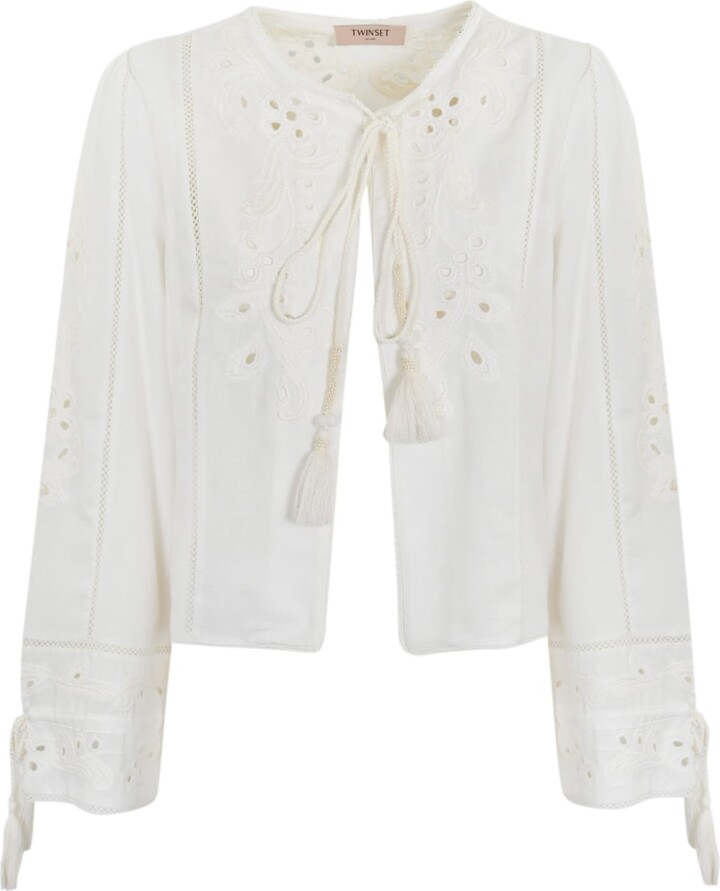 Twin-Set Perforated Muslin Jacket - ShopStyle