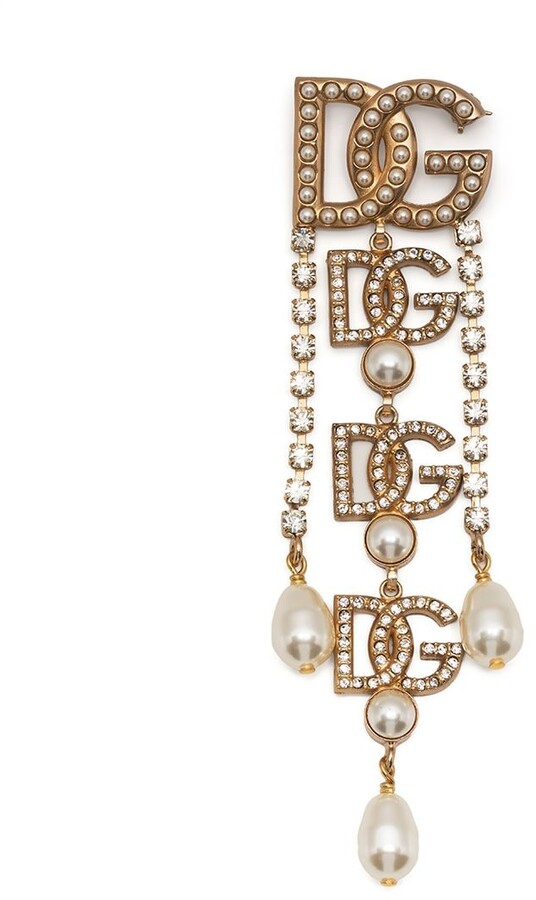 Dolce & Gabbana logo pearl-embellished brooch - ShopStyle Charms