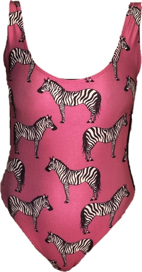 Brasini Swimwear Pink / Purple Laguna High Cut One Piece Swimsuit With ...