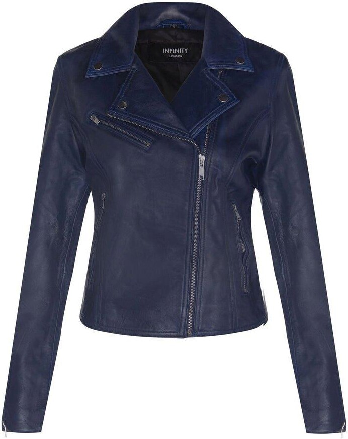 Infinity Leather Classic Leather Brando Biker Jacket-Loughton - Blue ...