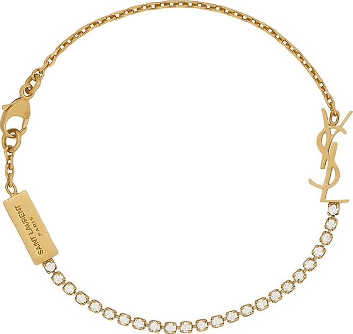 Saint Laurent Cassandre Charm Bracelet In Metal And Rhinestone - ShopStyle