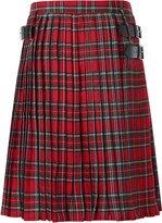 QIFLY Traditional Scottish Plaid Kilt Men's Leather Straps Kilts Tartan Kilt with Straps Gothic ...