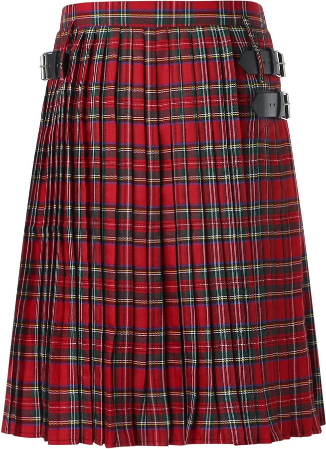 Generic Men Plain Tartan Utility Kilts Vintage Cargo Skirt Tartan Kilt with Straps Gothic Cargo ...