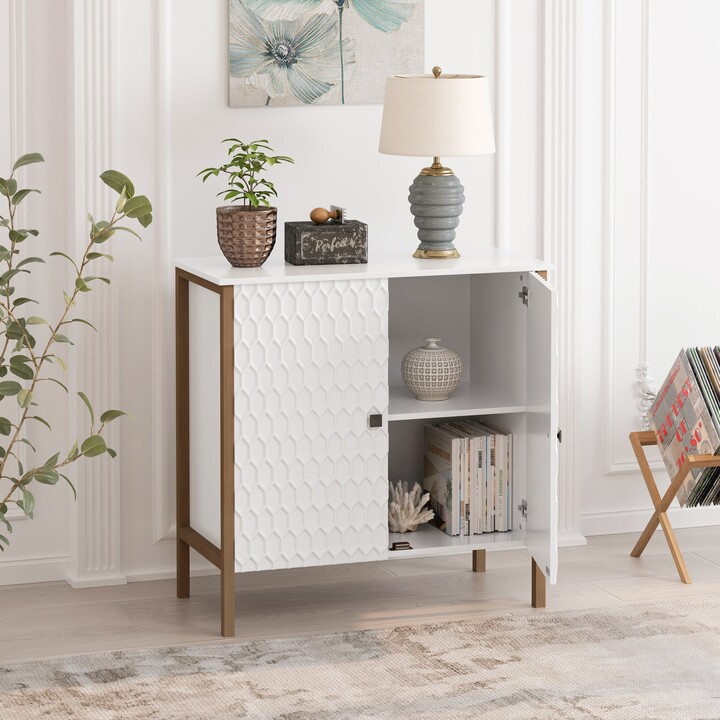 31.50" Modern 2 Door Wooden Cabinet with Featuring Two-tier Storage ...