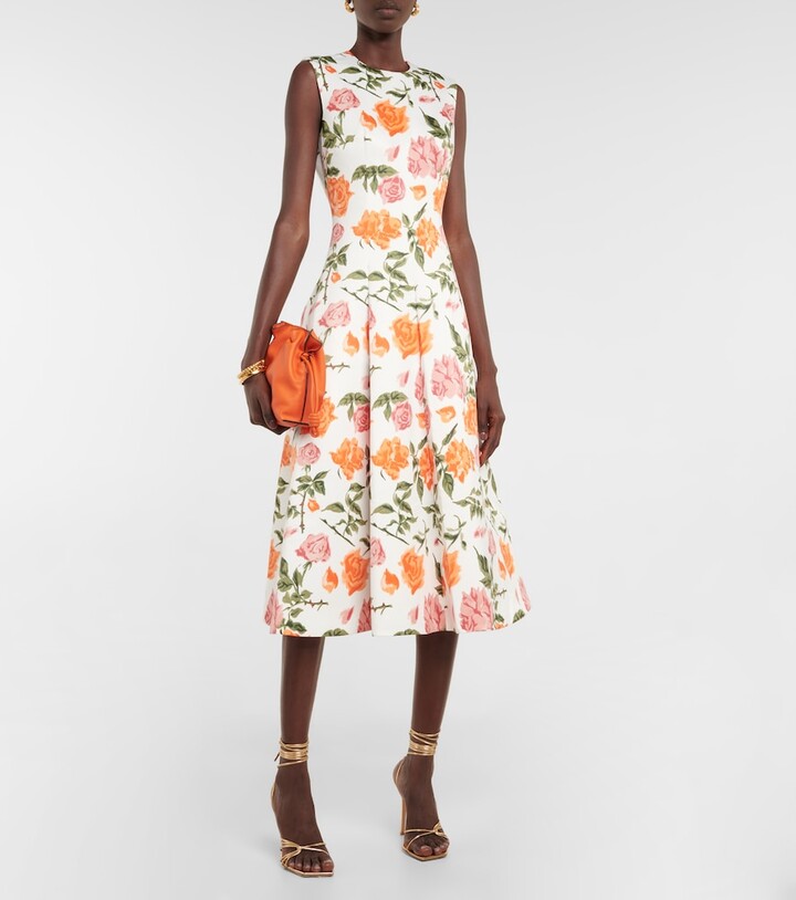 Emilia Wickstead Mara floral faille midi dress - ShopStyle