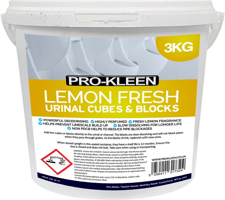 ProKleen Urinal Channel Slow Dissolving Blocks Lemon Fragrance 1 x 3KG ...