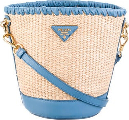 Prada Raffia Whipstitch Bucket Bag - ShopStyle
