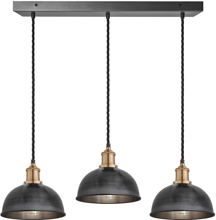 Industville Brooklyn Dome 3 Wire Cluster Lights, 8 inch, Pewter, Brass ...