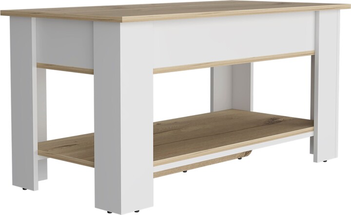 TUHOME Austin 40-inch Wide Storage Table with 1 Extendable Table Shelf ...