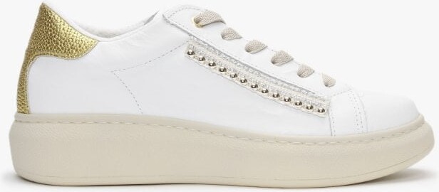 PRATIVERDI White Distressed Leather Embellished Trainers - ShopStyle