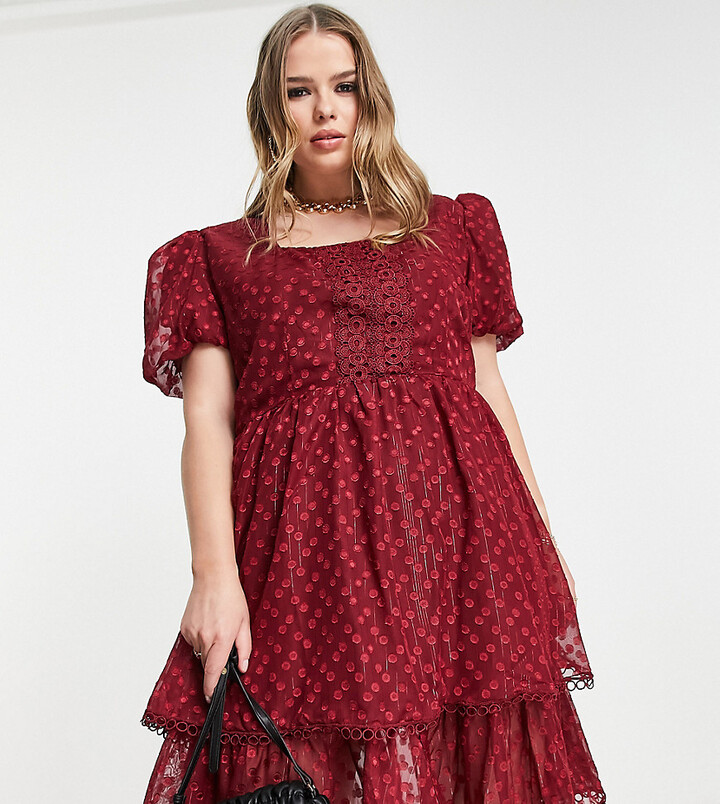 First Distraction Plus Lovedrobe Luxe midi dress with frill skirt in ...