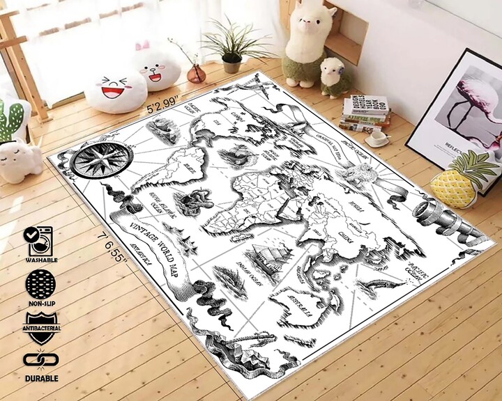 Etsy Vintage Old World Map, Hand Draw, Engraving Style, Black & White ...